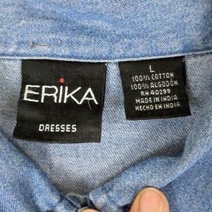 Erika | Tops | Erika Embroidered Eyelet Button Down Denim Shirt L ...